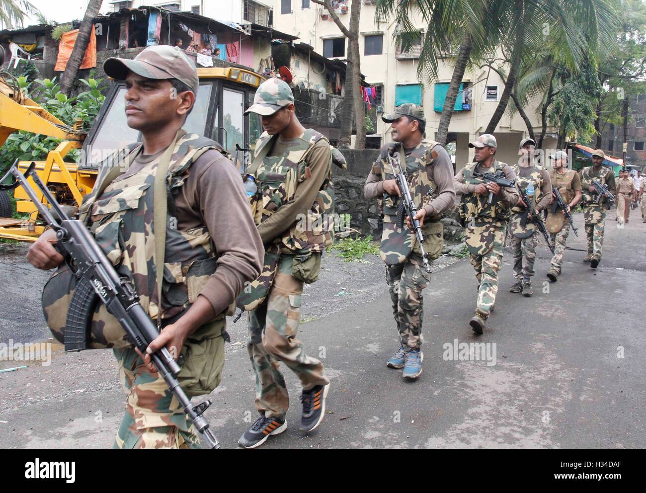 Force One commandos conduct a search and combing operation in a slum ...