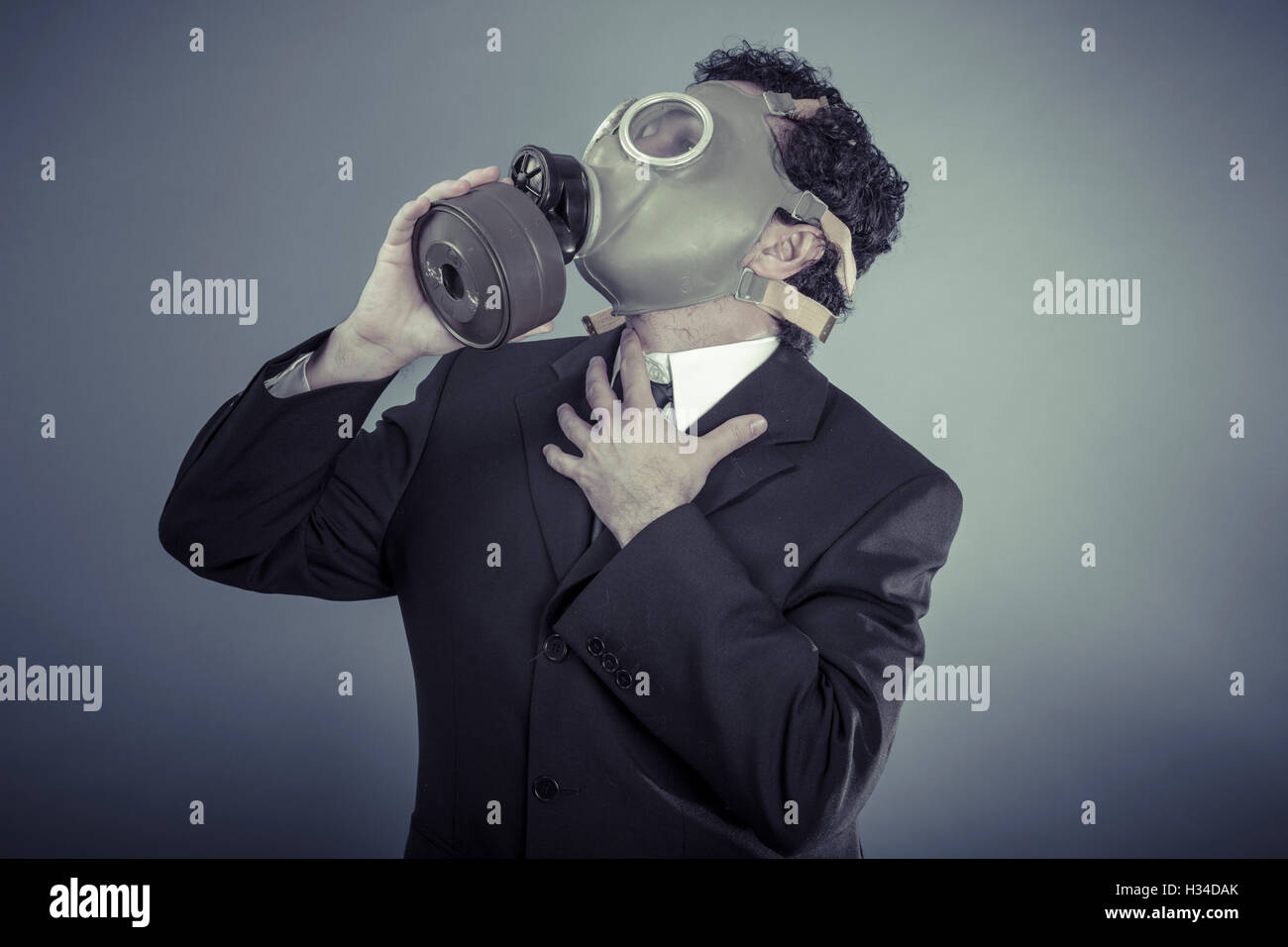 Apocalypse, Business man wearing a gask mask, pollution concept Stock ...
