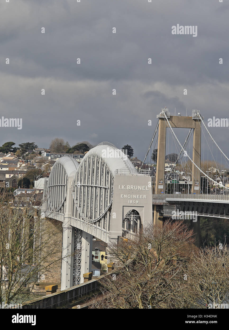 Brunel's iconic railway bridge, constructed in 1859, across the River ...
