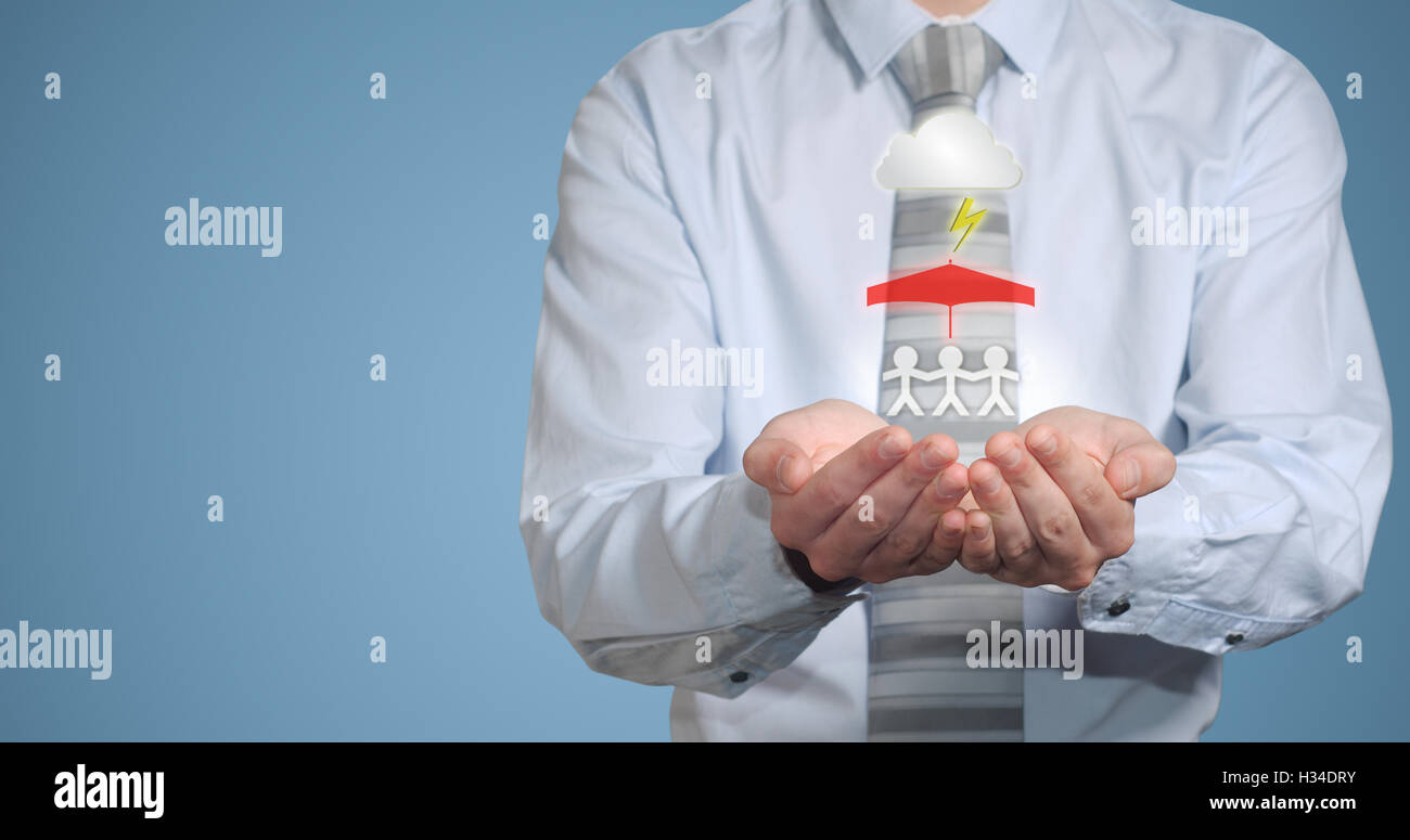 Insurance businessman hands protecting family Stock Photo - Alamy