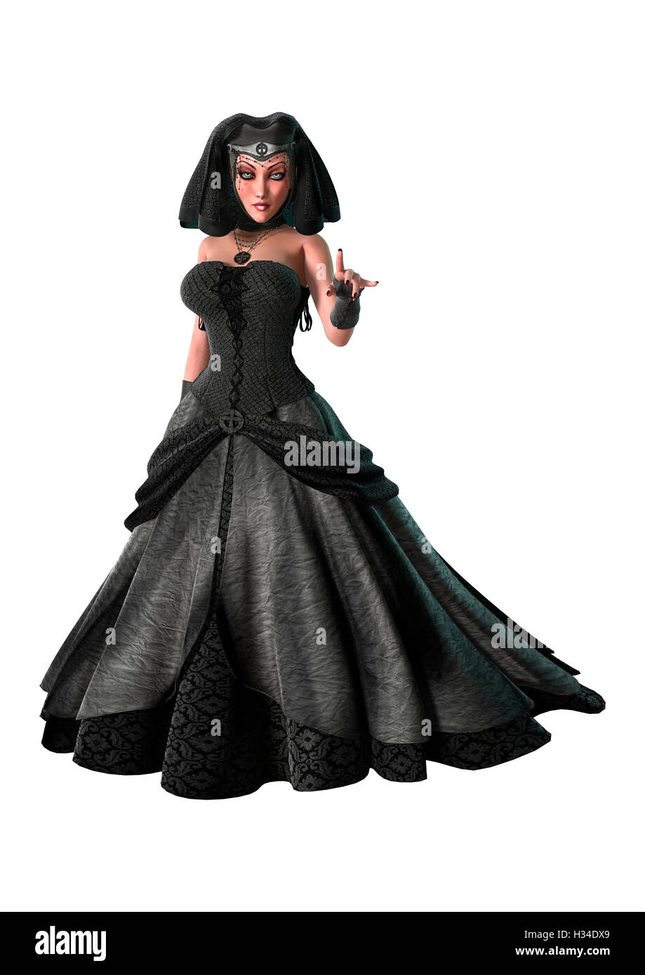 3D rendering of a beautiful witch isolated on white background Stock ...