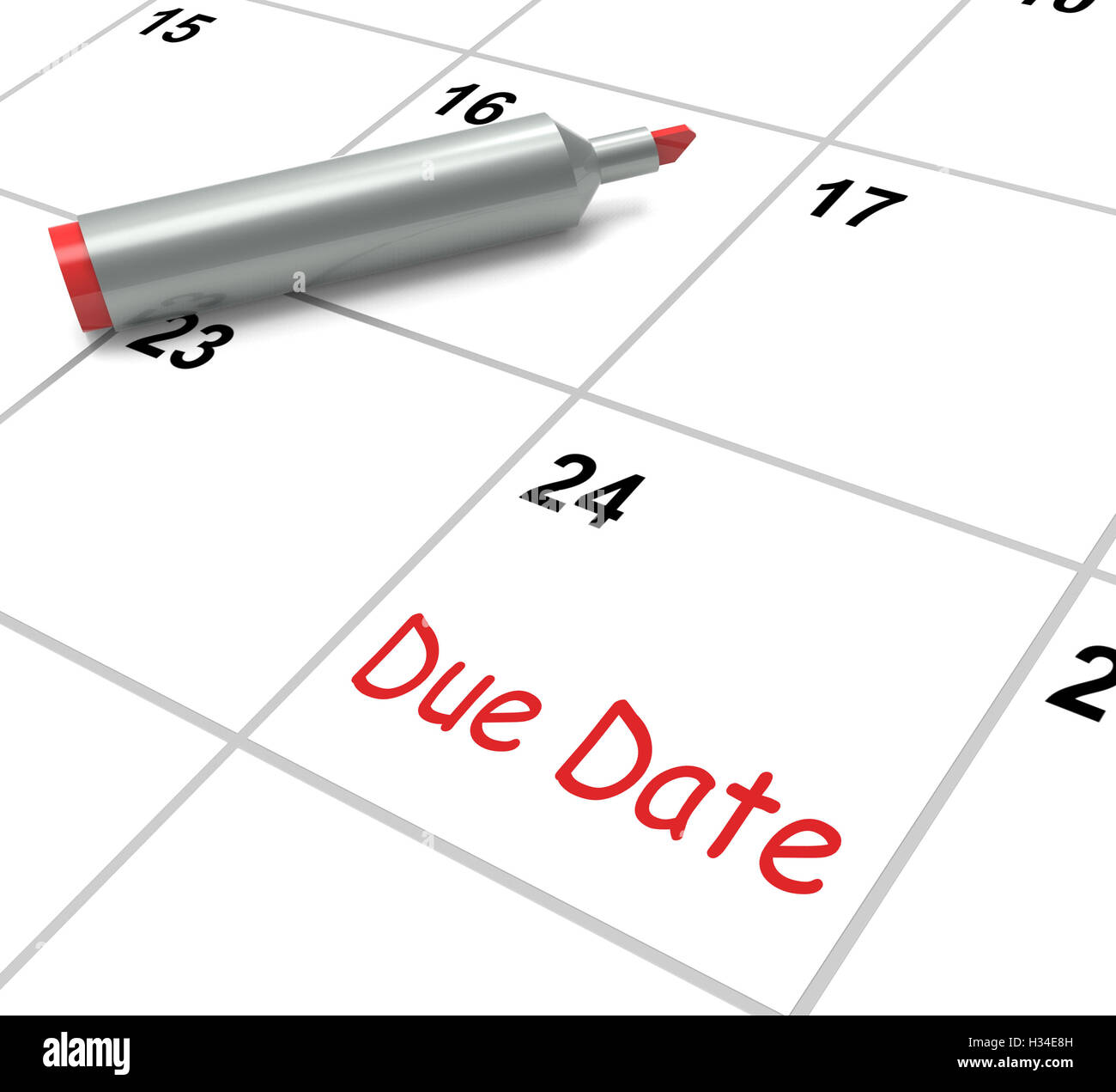 Due Date Calendar Shows Deadline For Submission Stock Photo - Alamy