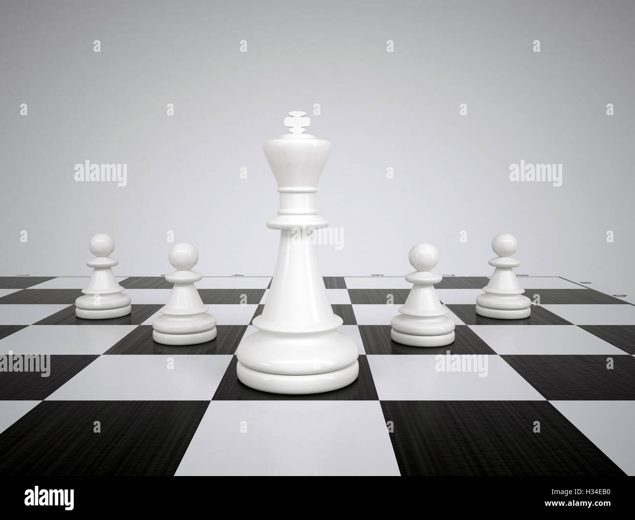 White chess king and pawns Stock Photo - Alamy
