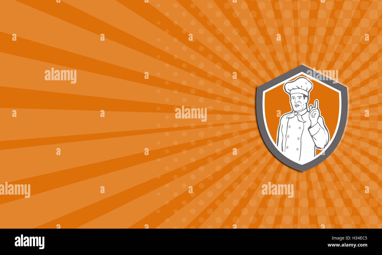 Business card Chef Cook Baker Pointing Up Shield Stock Photo - Alamy