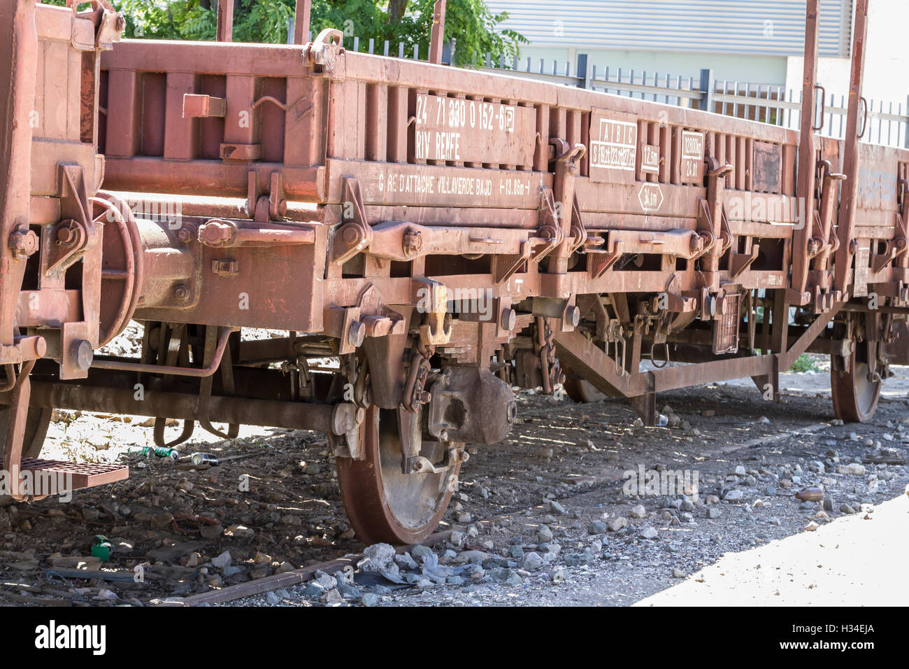 old freight train, metal machinery details Stock Photo - Alamy