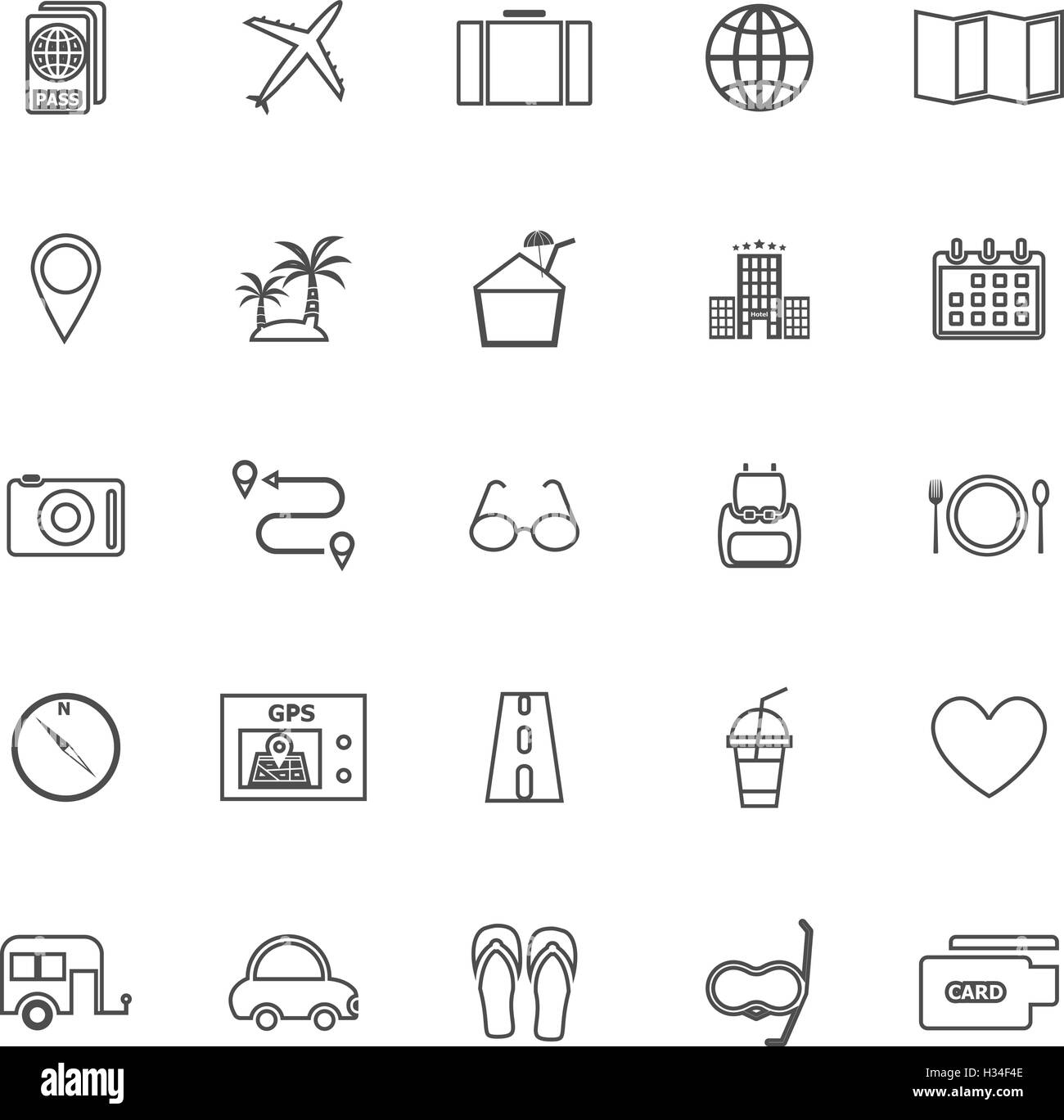 Trip line icons on white background, stock vector Stock Vector Image ...