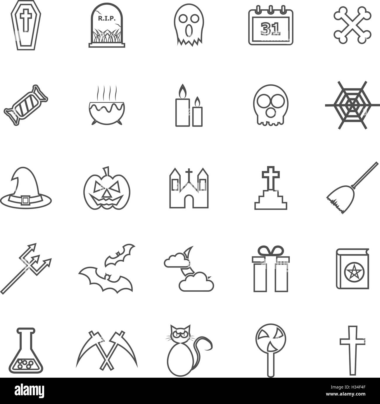 Halloween line icons on white background, stock vector Stock Vector ...