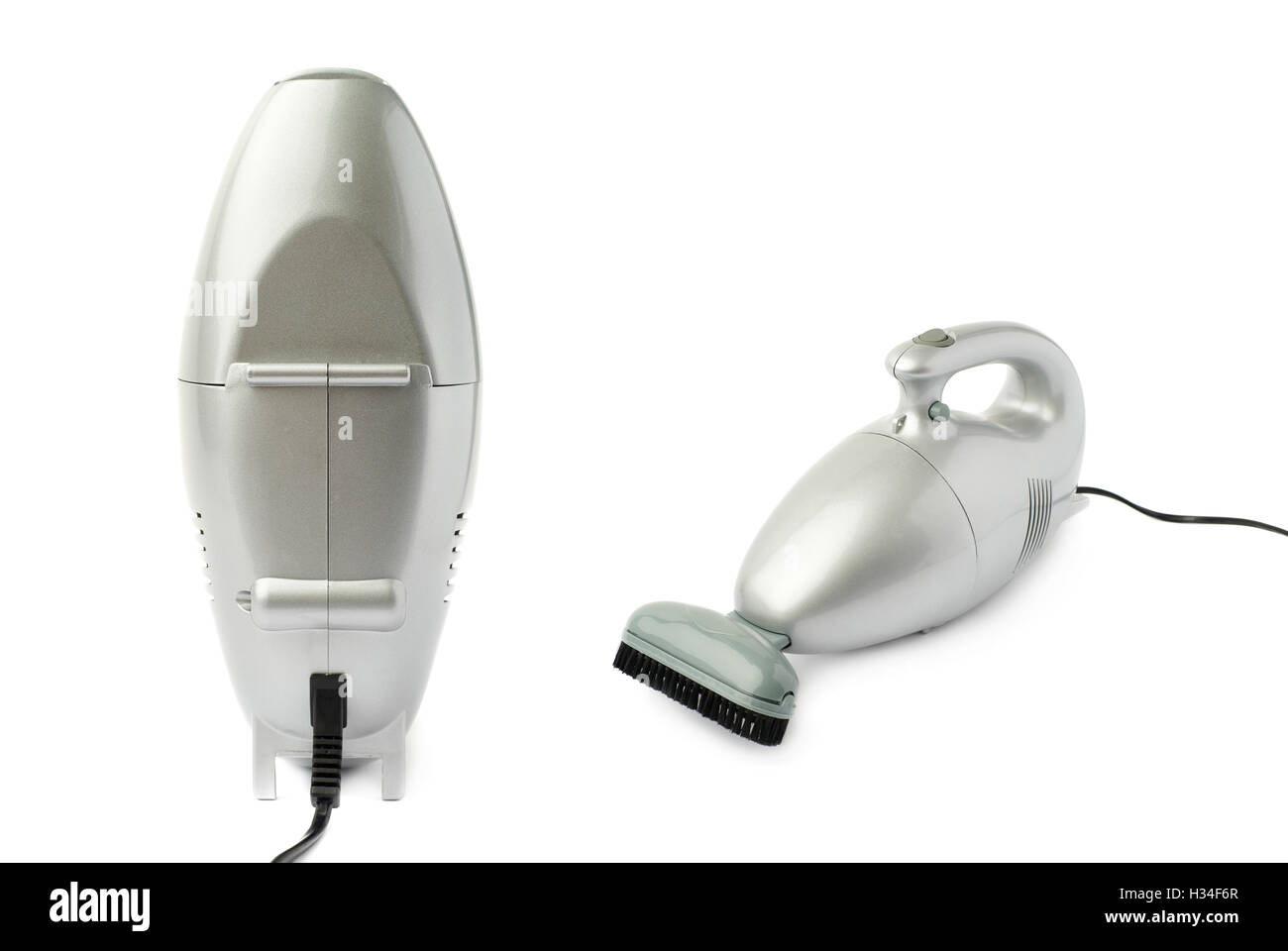 Set of Hand held small vacuum cleaner isolated over the white ...
