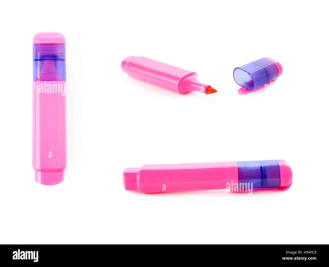 Set of Purple highlighter isolated over the white background Stock ...