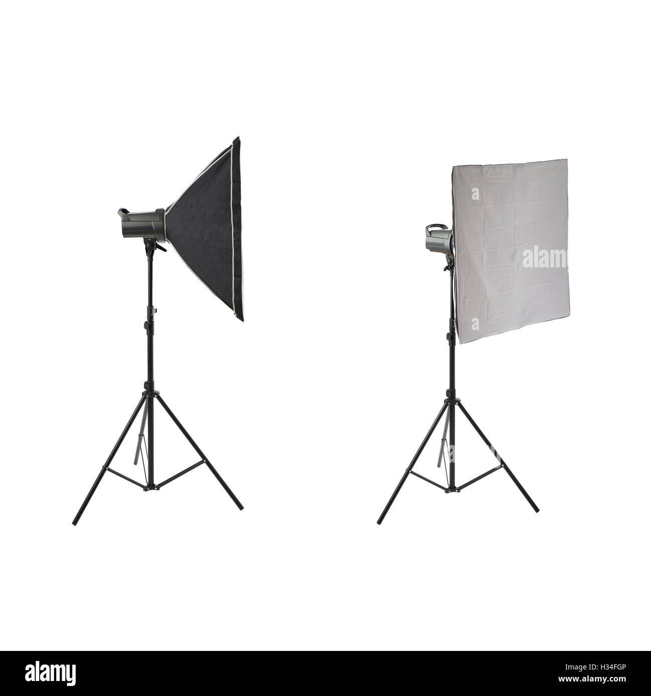 Set of Studio flash on a stand over isolated white background Stock ...