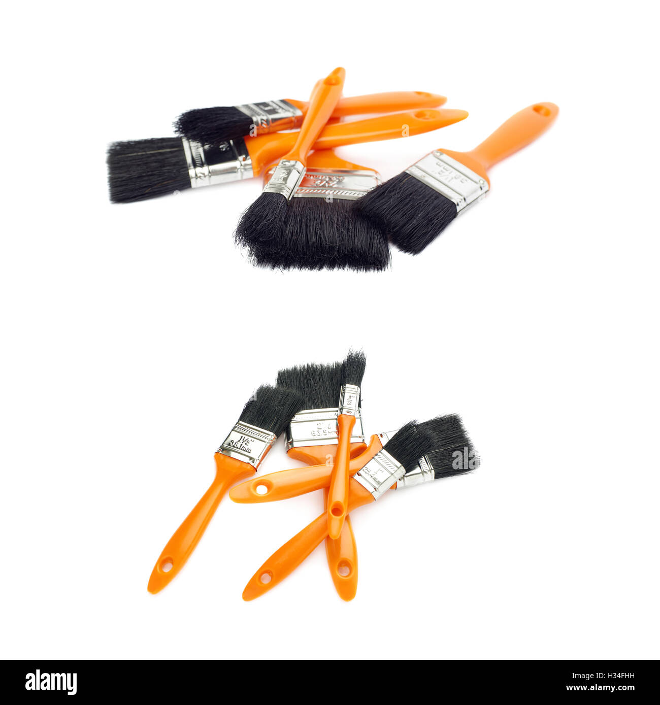 Set of Pile of Paint brushes over isolated white background Stock Photo ...