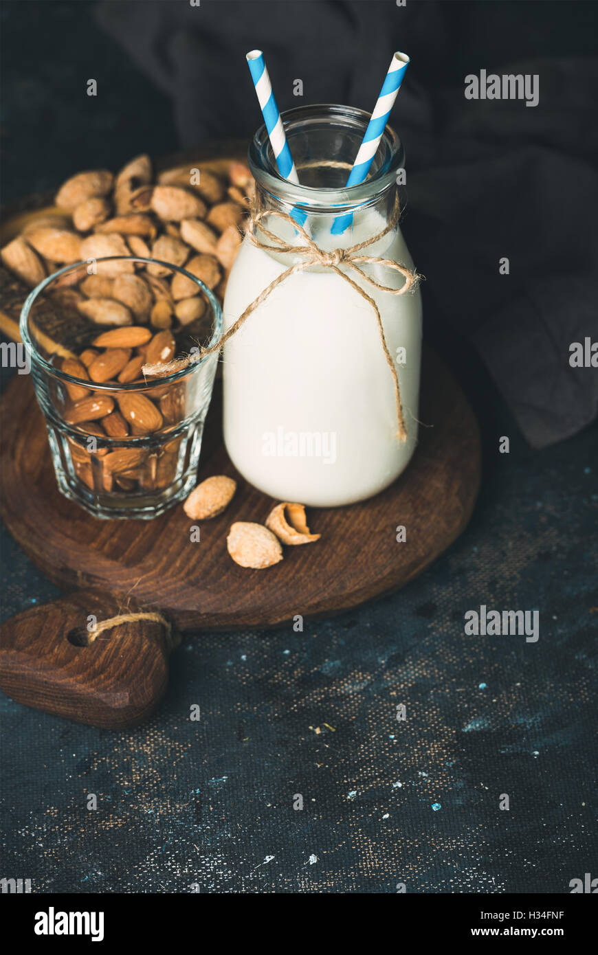 Glass almond milk almonds hi-res stock photography and images - Alamy