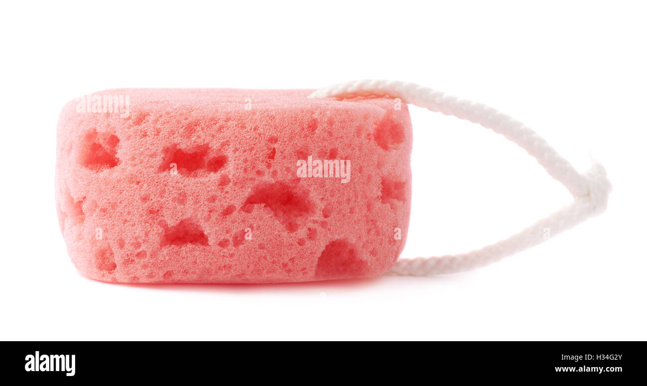 Red bathing sponge isolated over the white background Stock Photo - Alamy