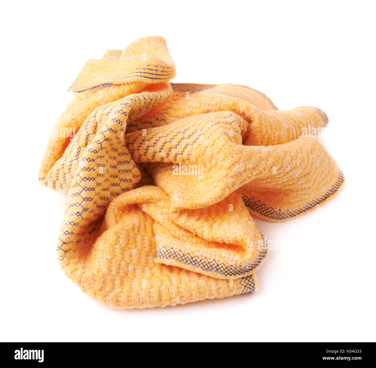 Crumpled yellow towel isolated over the white background Stock Photo ...