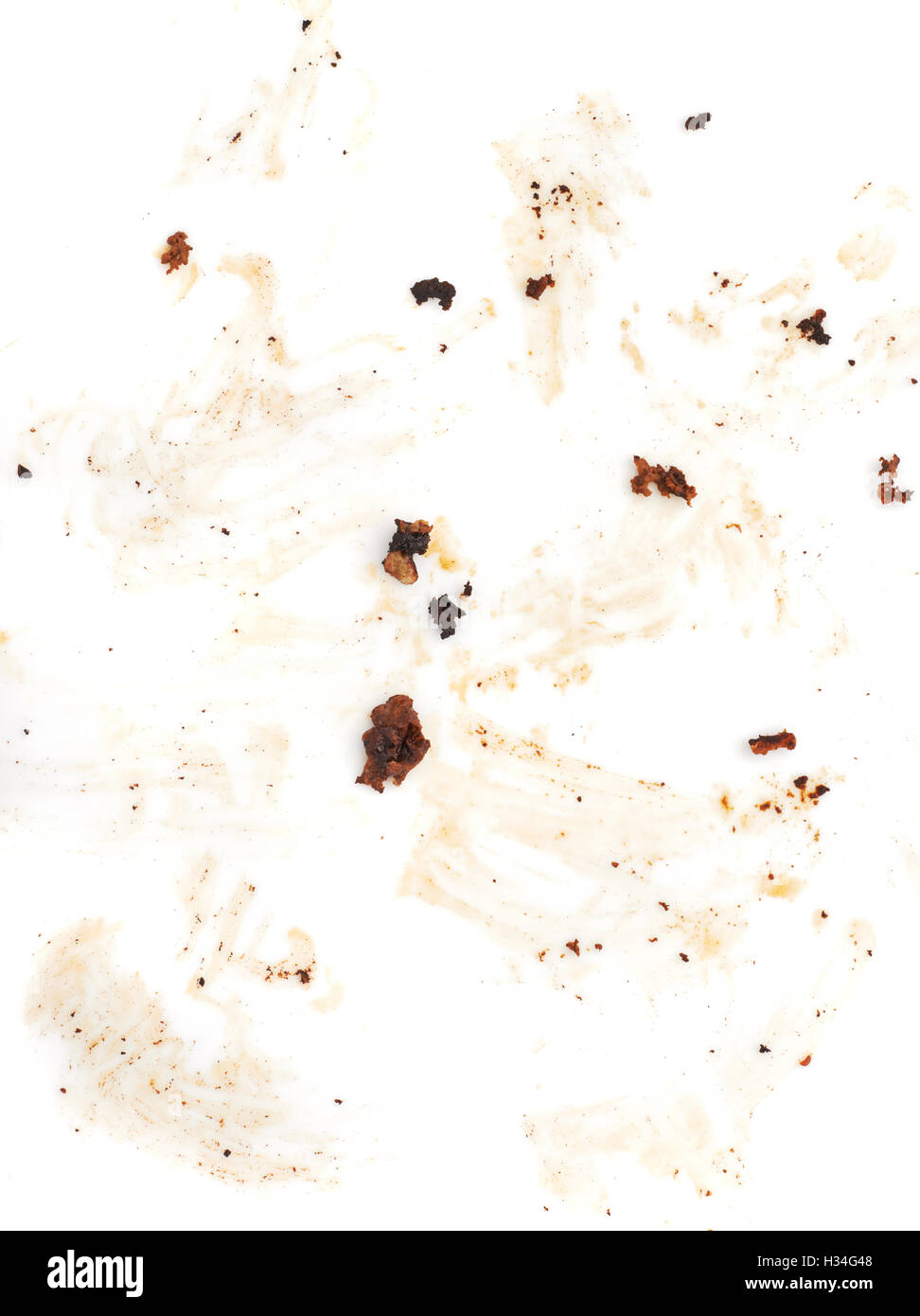 Dirty surface with cutlet left overs over white background Stock Photo ...