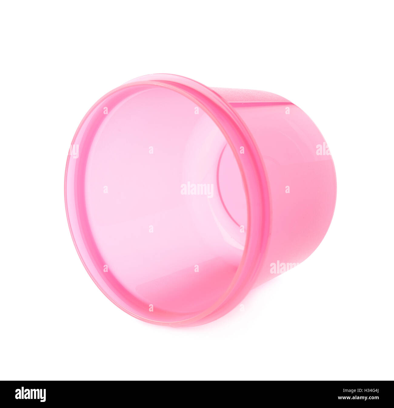 Pink plastic beaker cup isolated over the white background Stock Photo ...