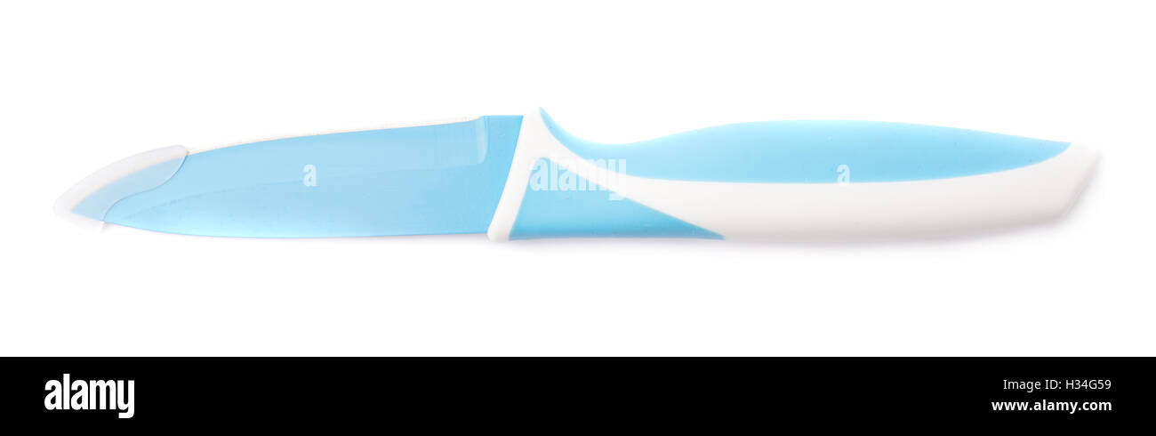 Steel blue knife isolated over the white background Stock Photo - Alamy