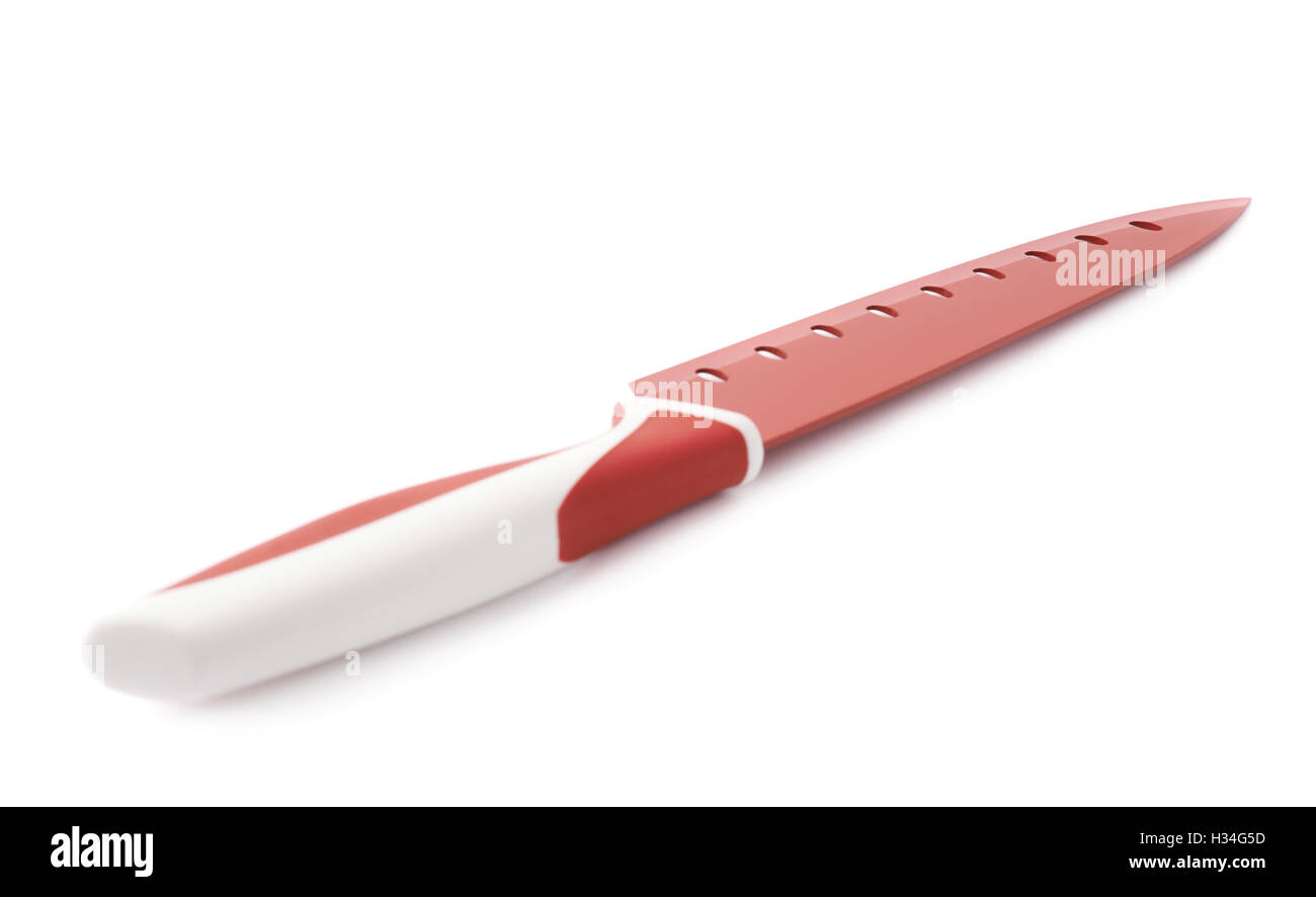 Steel red knife isolated over the white background Stock Photo - Alamy