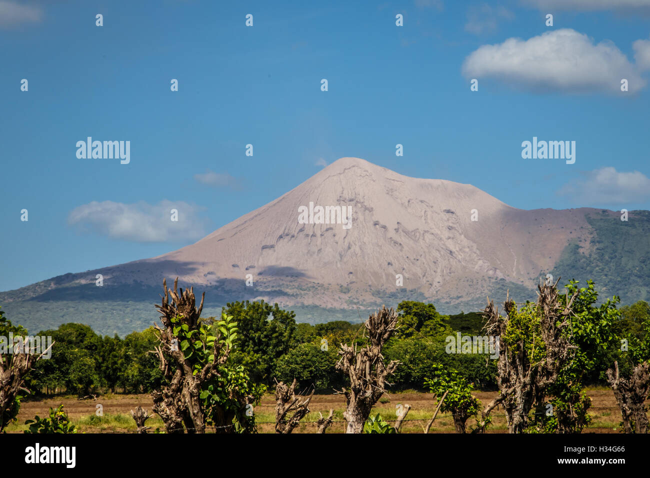 Telica volcano view from Nicaragua with blue sky Stock Photo - Alamy