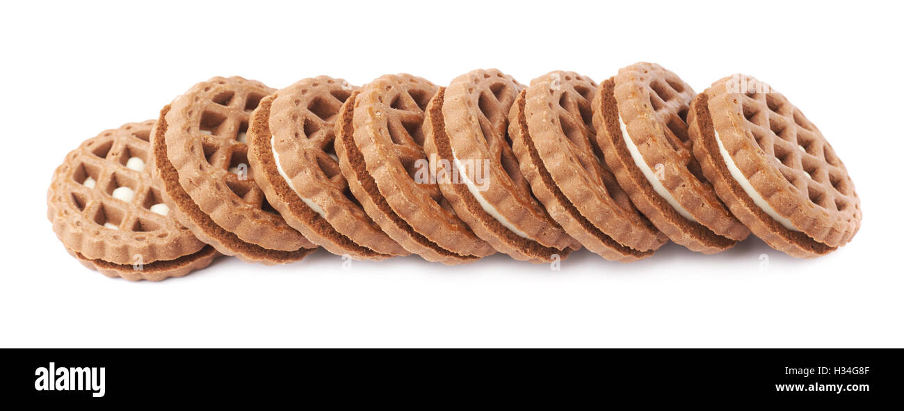 Line of cookies isolated over the white background Stock Photo - Alamy