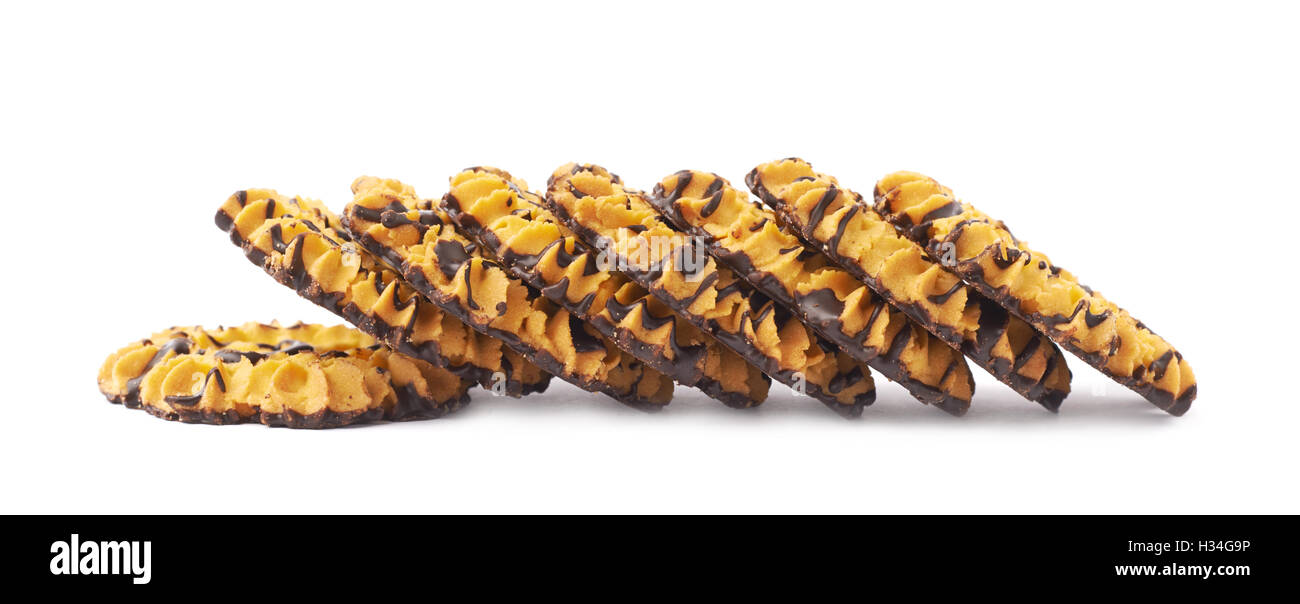 Line of cookies isolated over the white background Stock Photo - Alamy