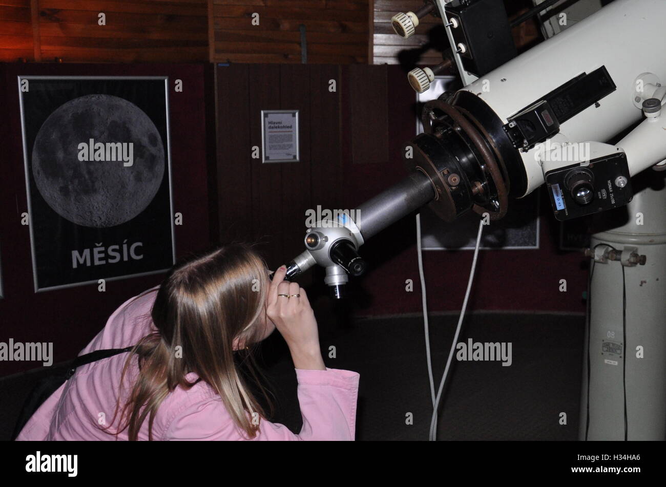 Observing the sky with astronomical telescope, space, sky, astronomer ...