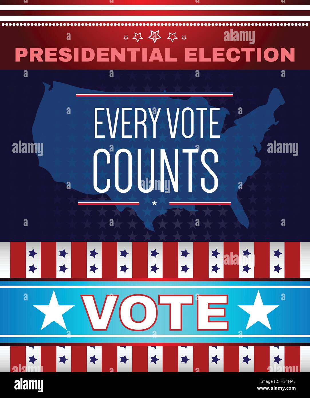 Digital vector usa presidential election with every vote counts, flat ...