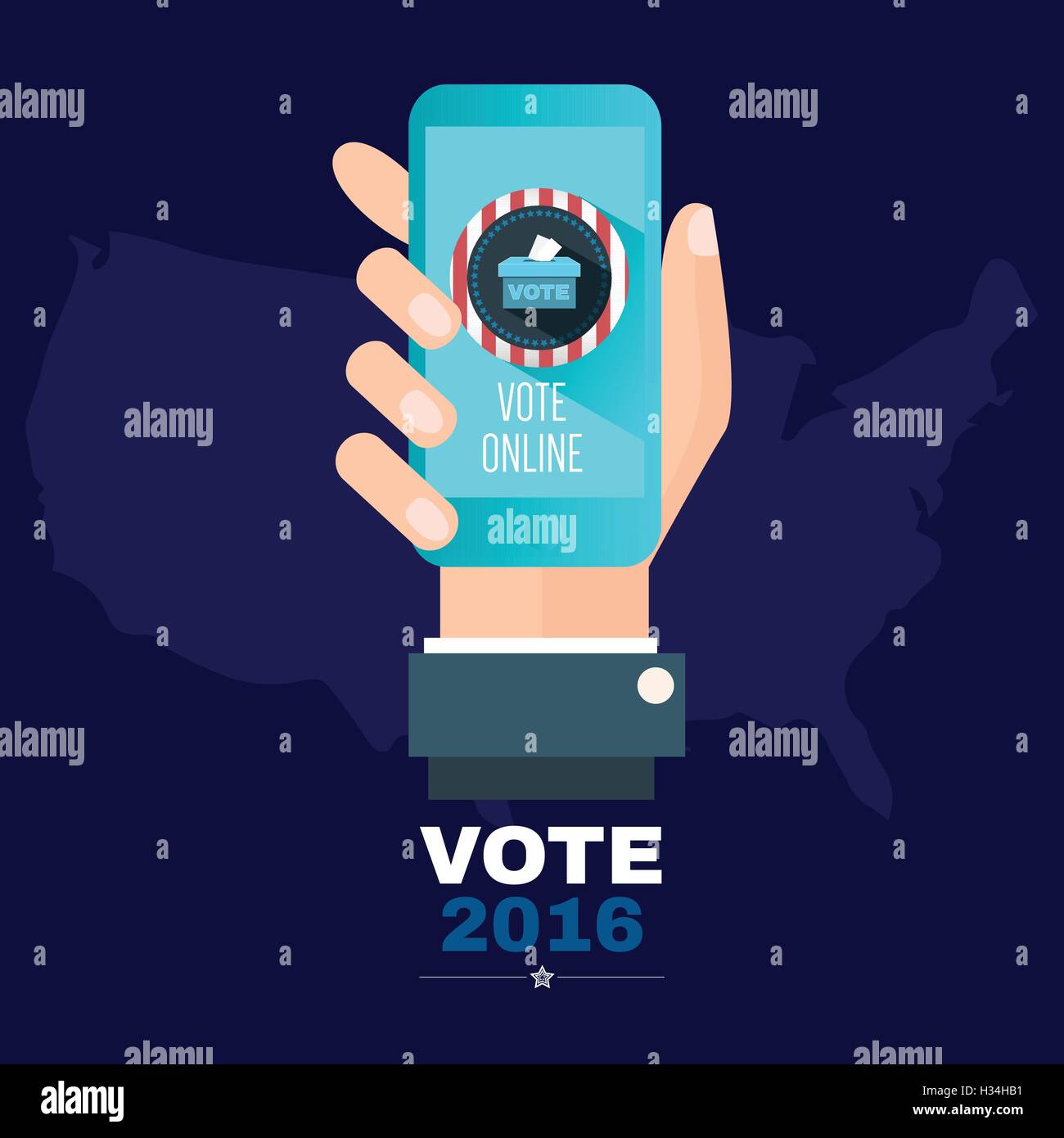 Digital vector usa election with vote 2016 online, mobile phone in hand ...