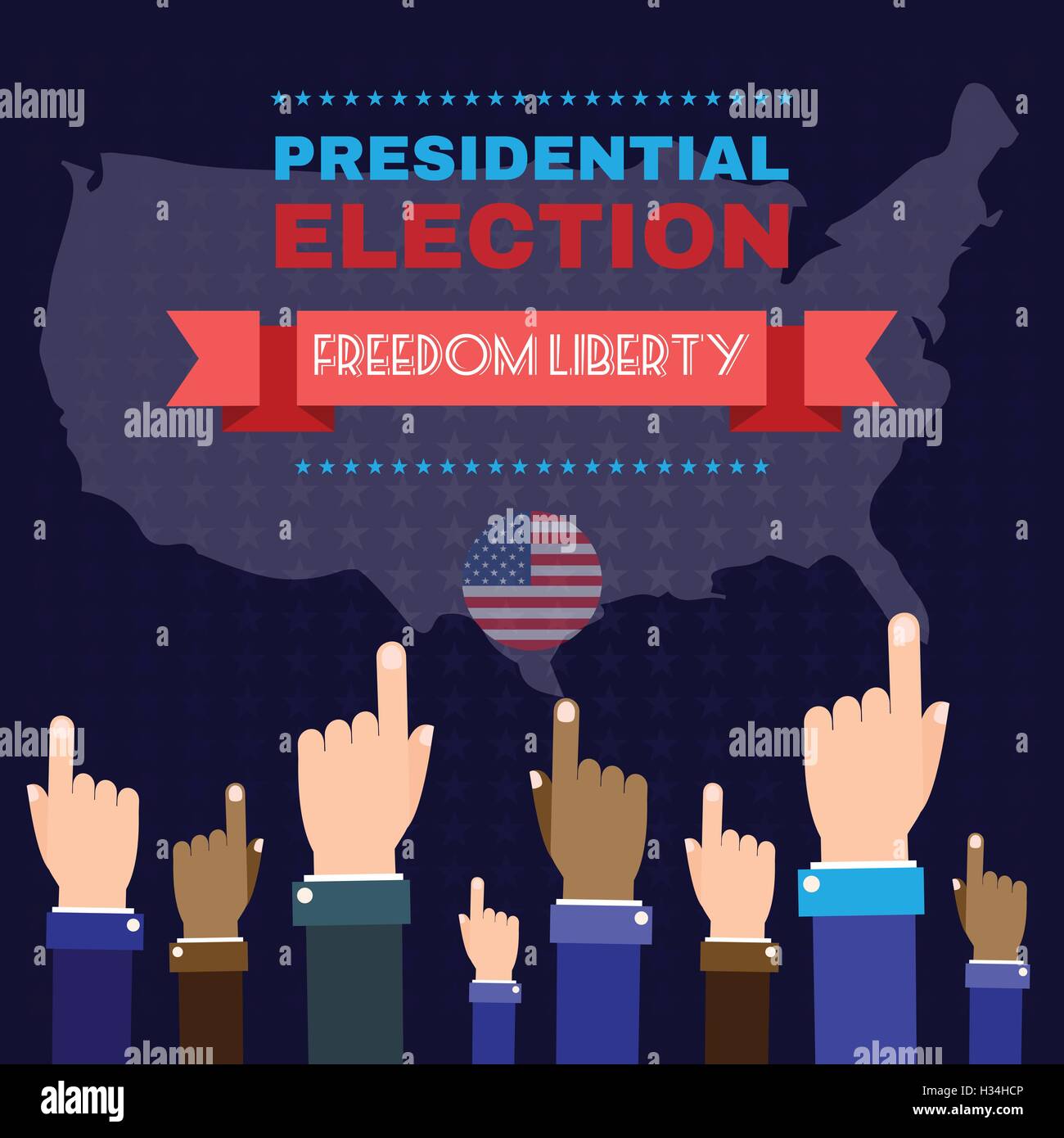 Digital vector usa election with hand in the air pointing, freedom ...