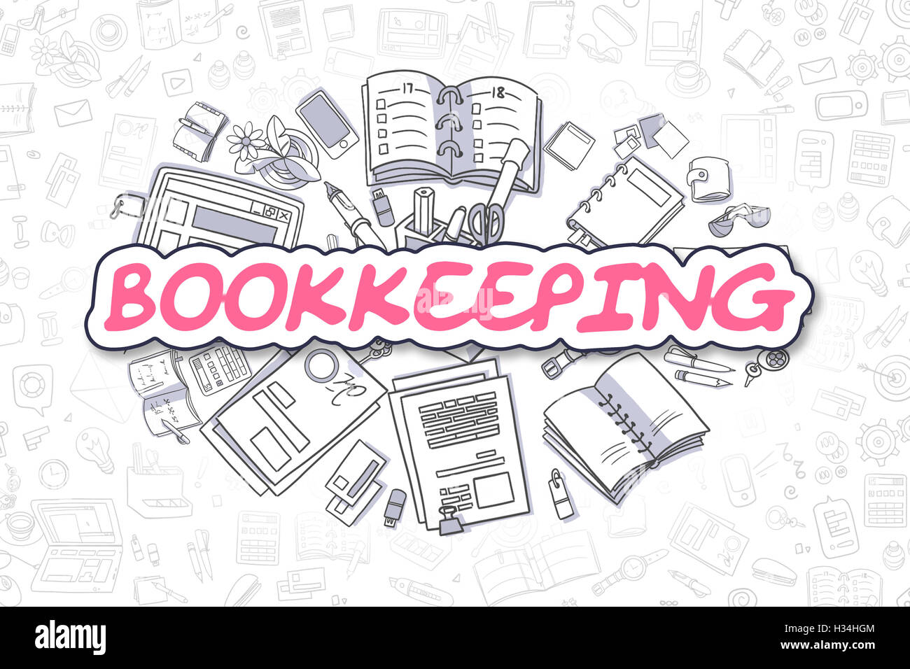 Bookkeeping - Cartoon Magenta Text. Business Concept Stock Photo - Alamy