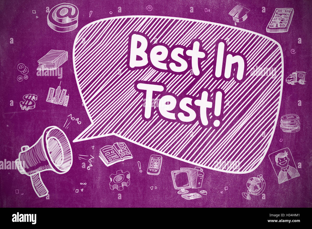 Best In Test - Doodle Illustration on Purple Chalkboard Stock Photo - Alamy