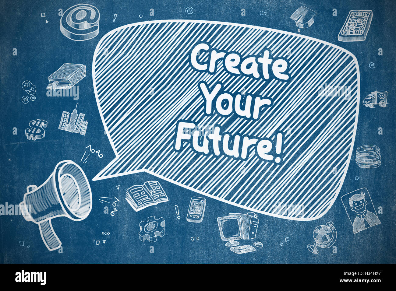 Create Your Future - Doodle Illustration on Blue Chalkboard Stock Photo ...