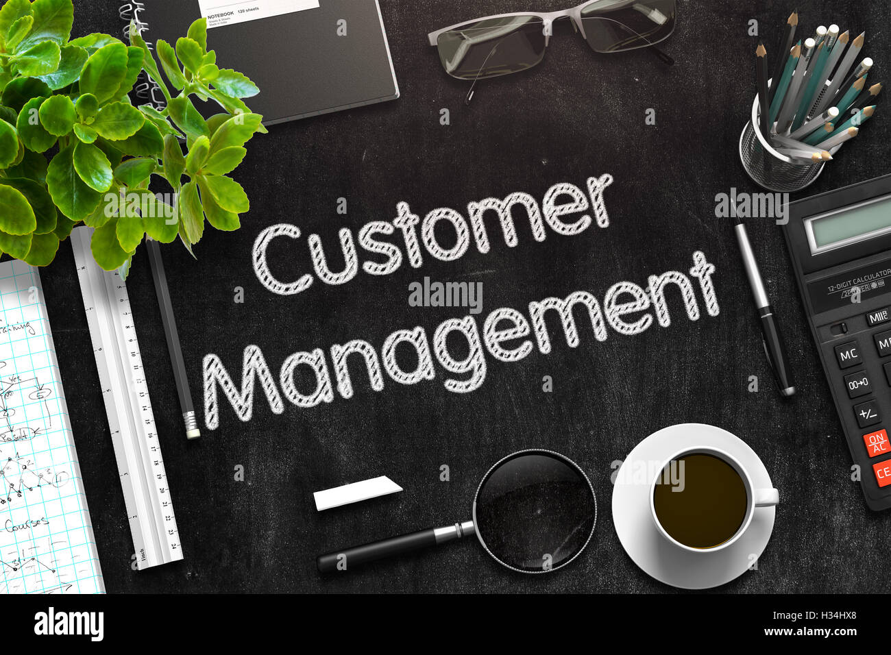 Customer Management on Black Chalkboard. 3D Rendering Stock Photo - Alamy