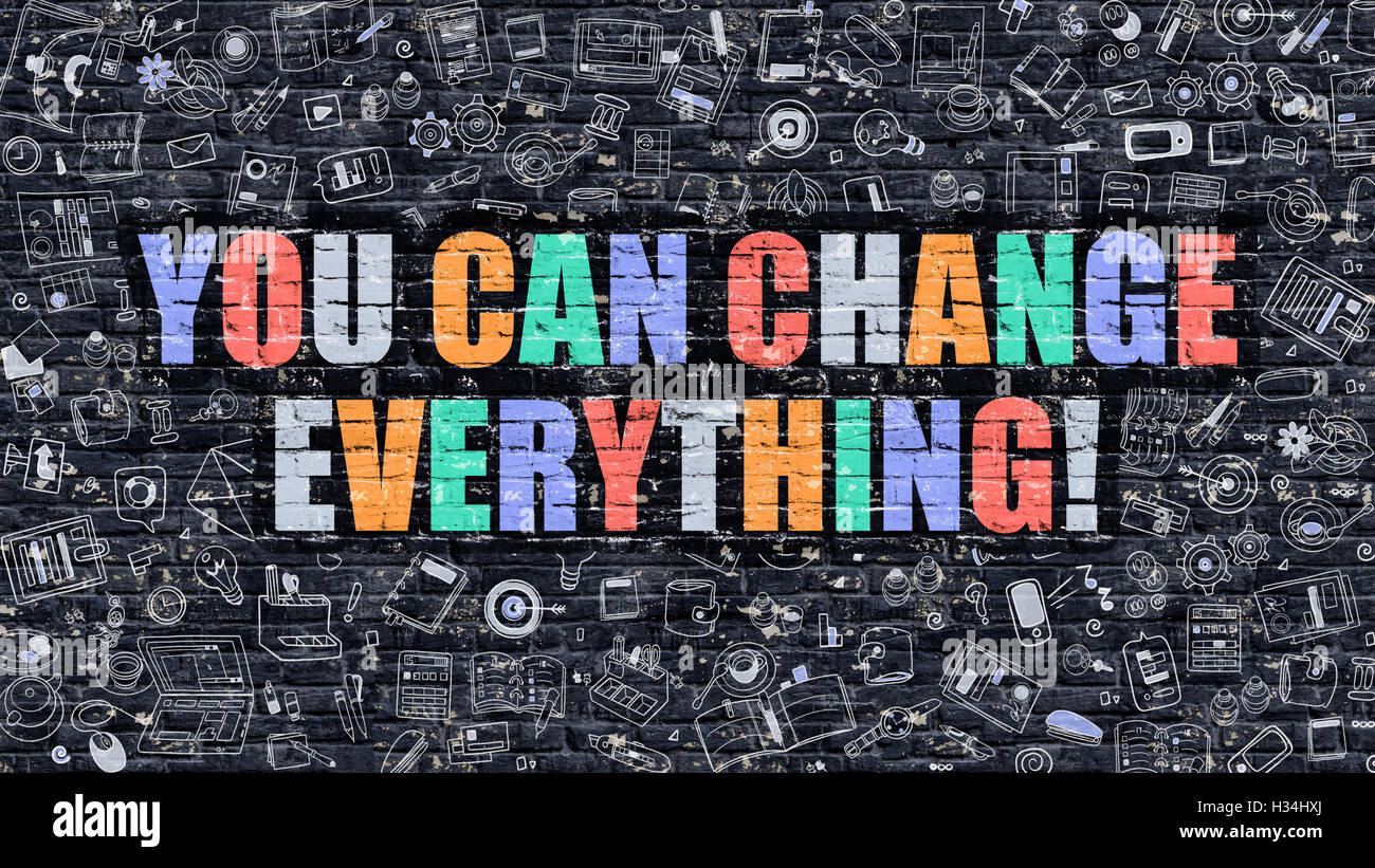 You Can Change Everything Concept with Doodle Design Icons Stock Photo ...