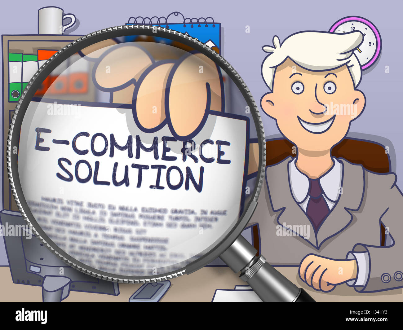 Solution through magnifying glass hi-res stock photography and images ...