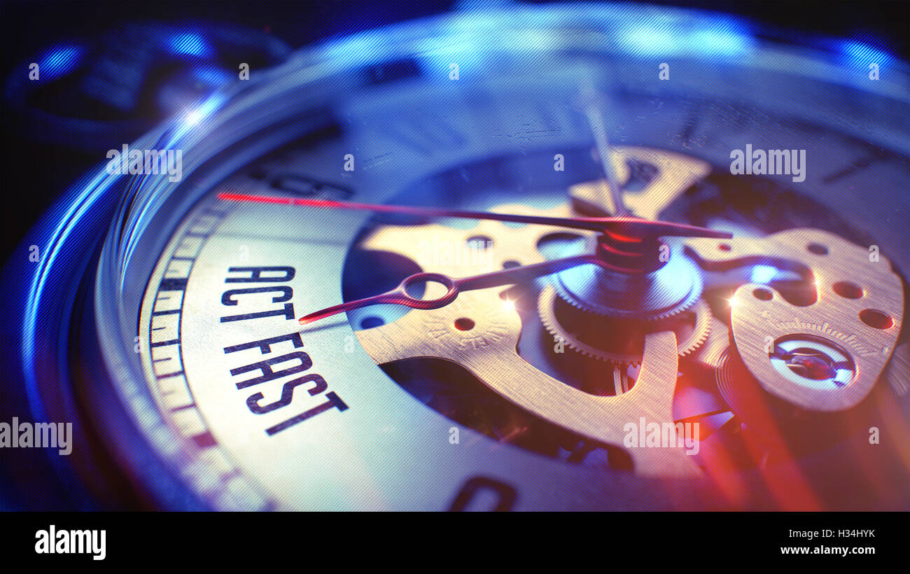 Act Fast - Wording on Watch. 3D Stock Photo - Alamy