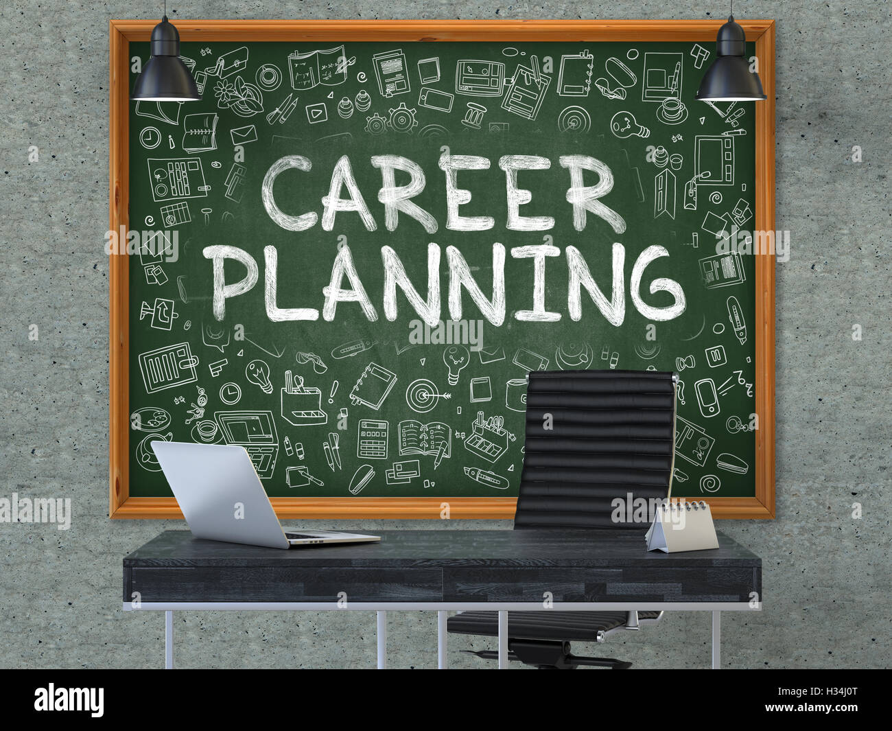 Career Planning on Chalkboard with Doodle Icons. 3D Stock Photo - Alamy