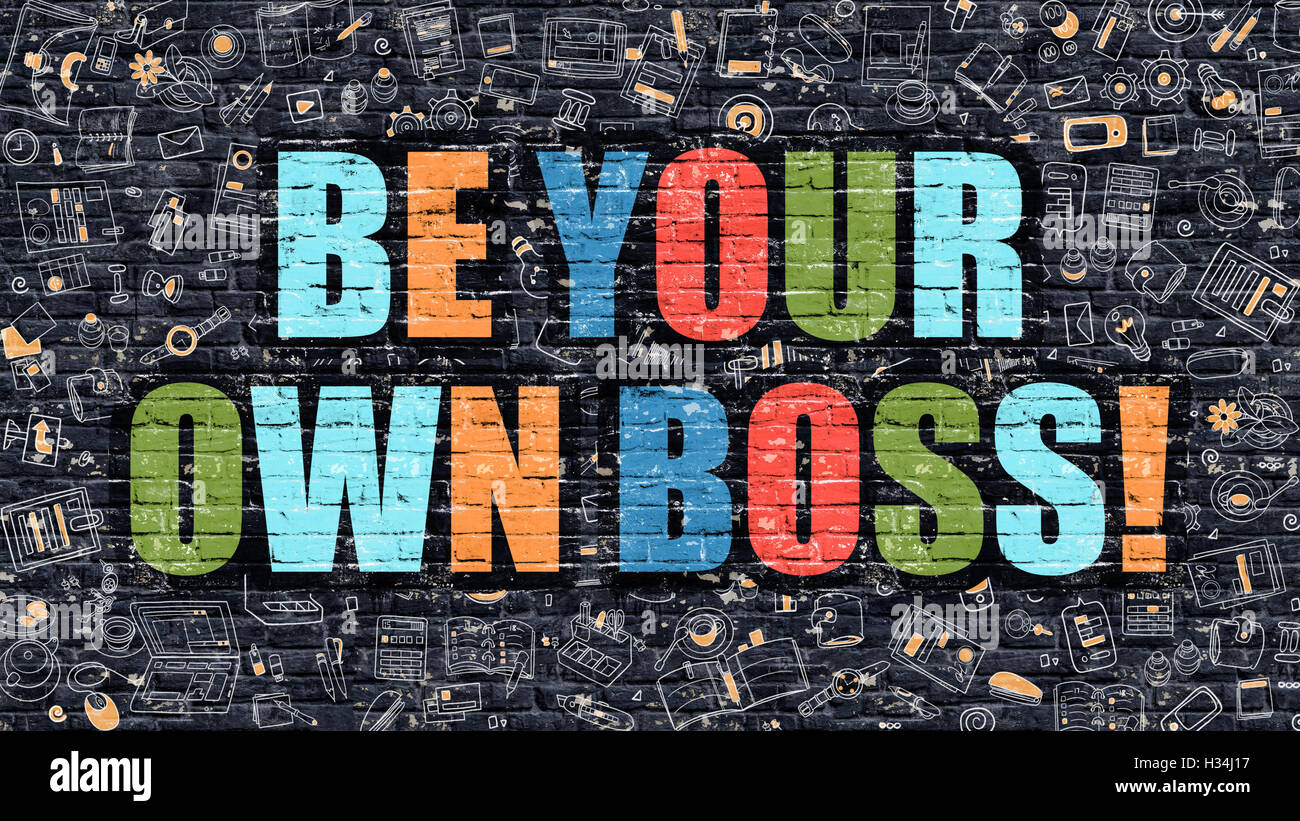 Be Your Own Boss Concept with Doodle Design Icons Stock Photo - Alamy