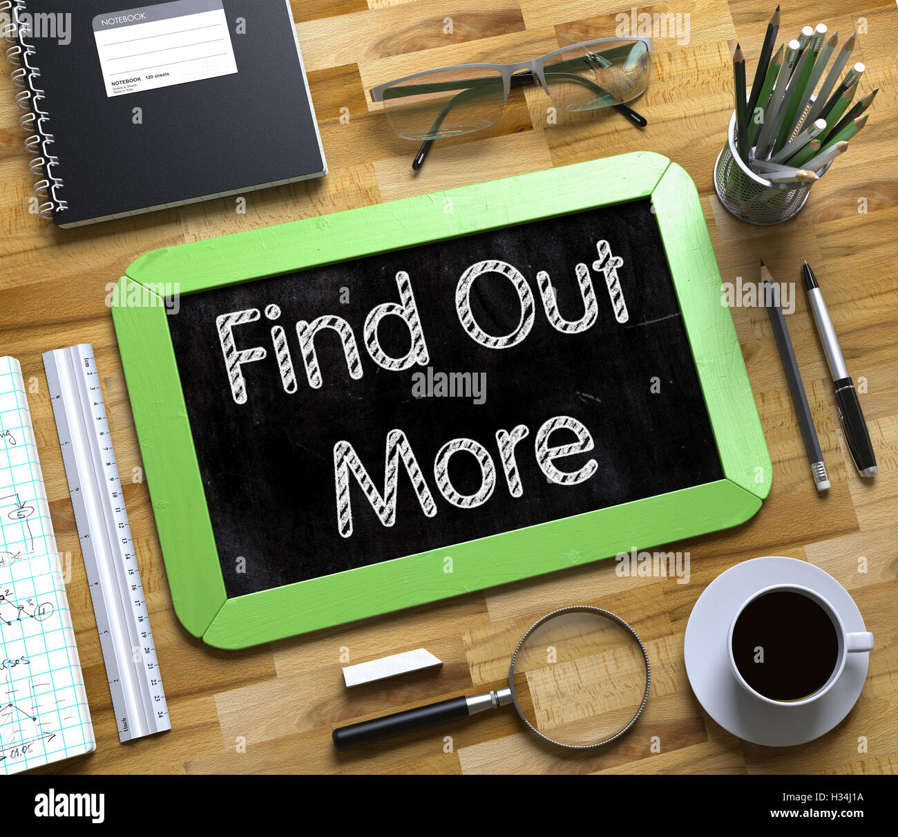 Find Out More on Small Chalkboard. 3D Stock Photo - Alamy