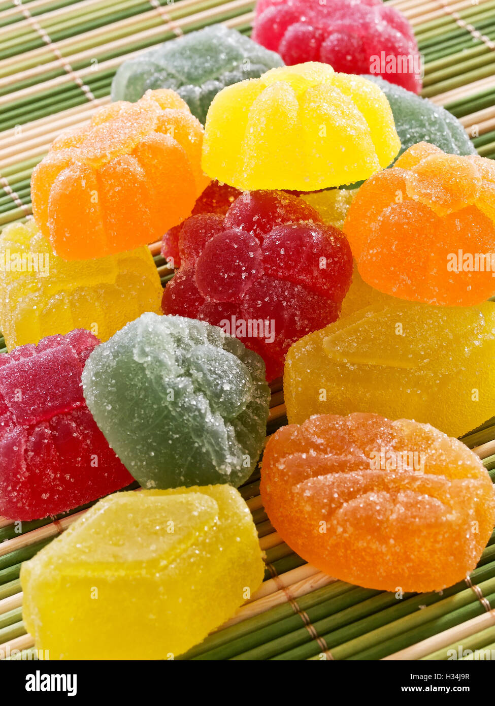 Assortment of colorful fruit jelly candies Stock Photo - Alamy