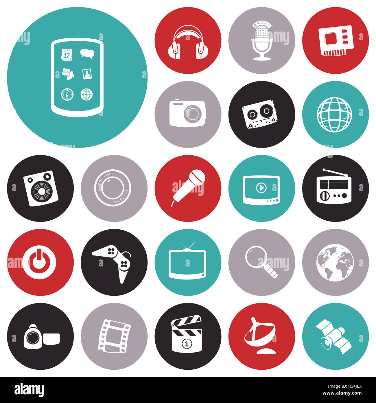 Flat design icons for technology and entertainment Stock Photo - Alamy