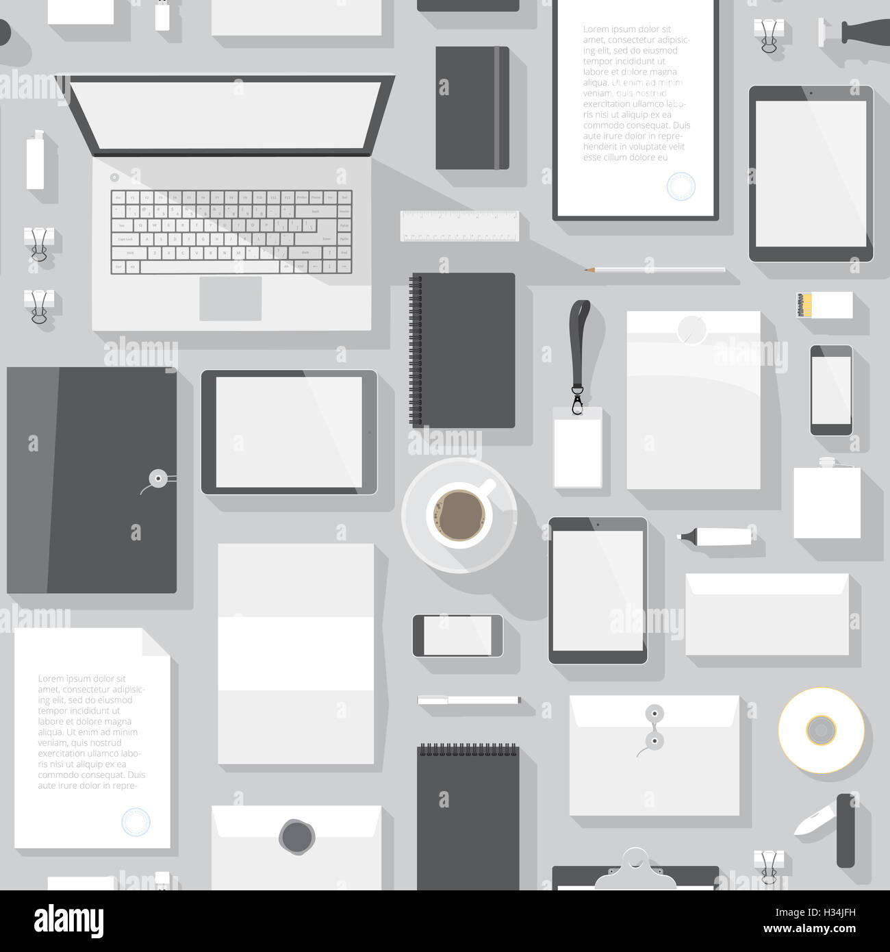 Seamless background pattern for business. Stationery office objects and ...