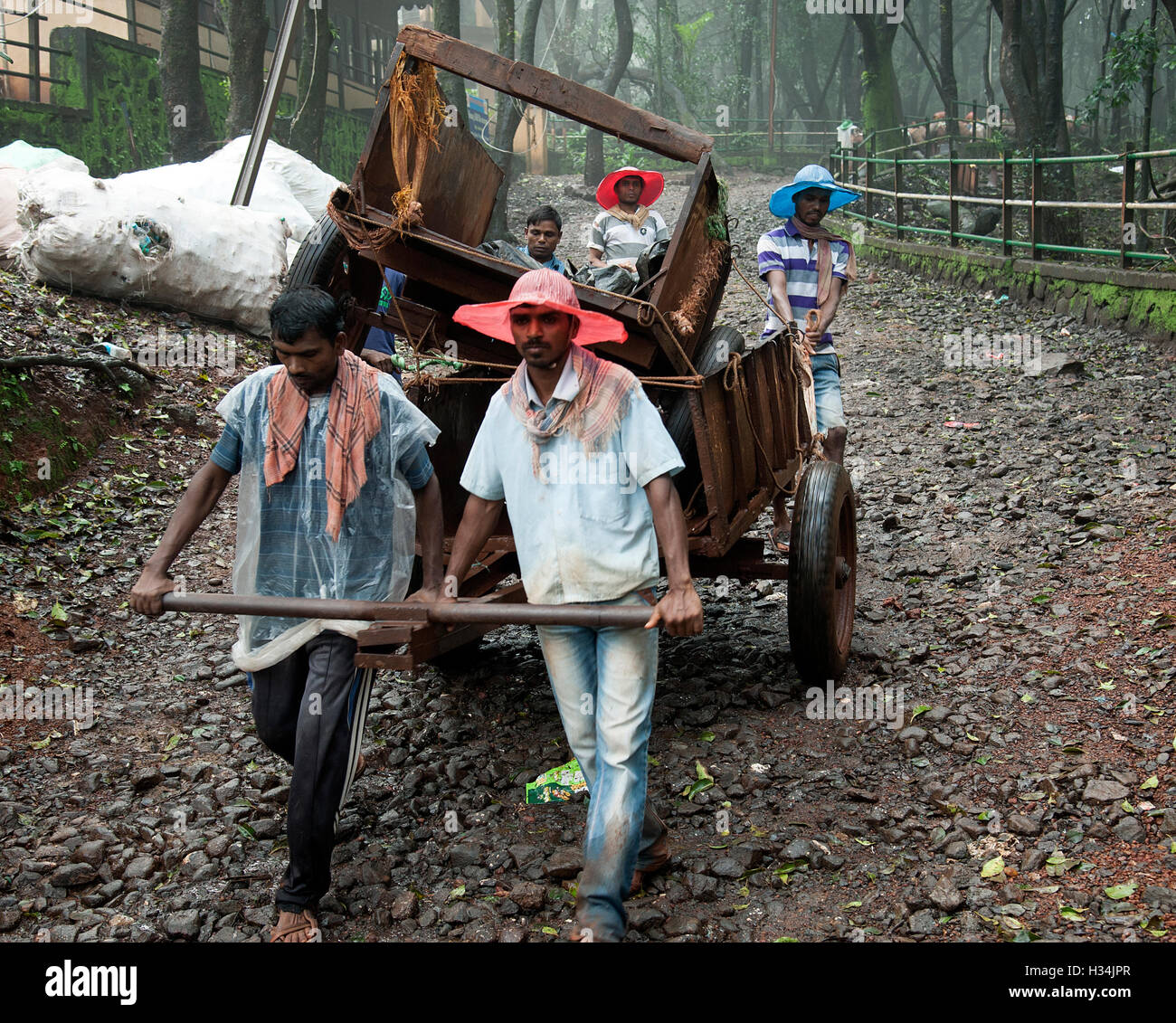 The image of Cart puller with luggage in Matheran, Maharashtra, India ...