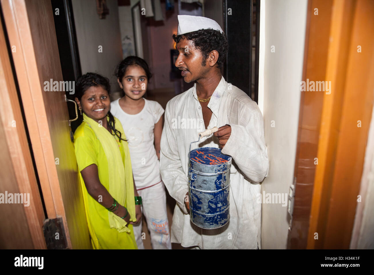 Dabbawalla. Tiffin lunch box system of food deliveries in Mumbai,Bombay ...