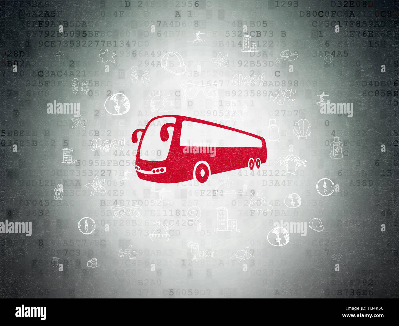 Travel concept: Bus on Digital Data Paper background Stock Photo - Alamy