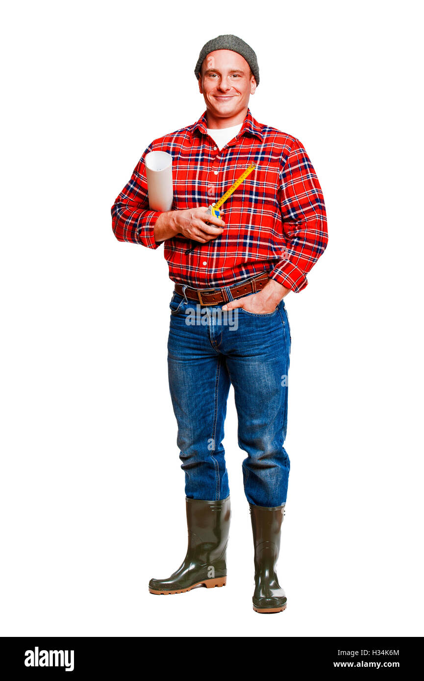 Builder blueprint Cut Out Stock Images & Pictures - Alamy