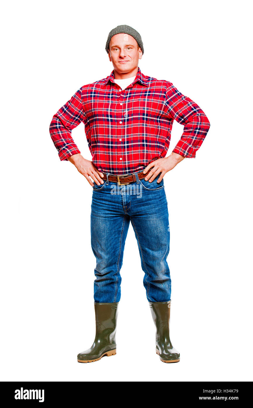 Logger in red shirt isolated Stock Photo - Alamy