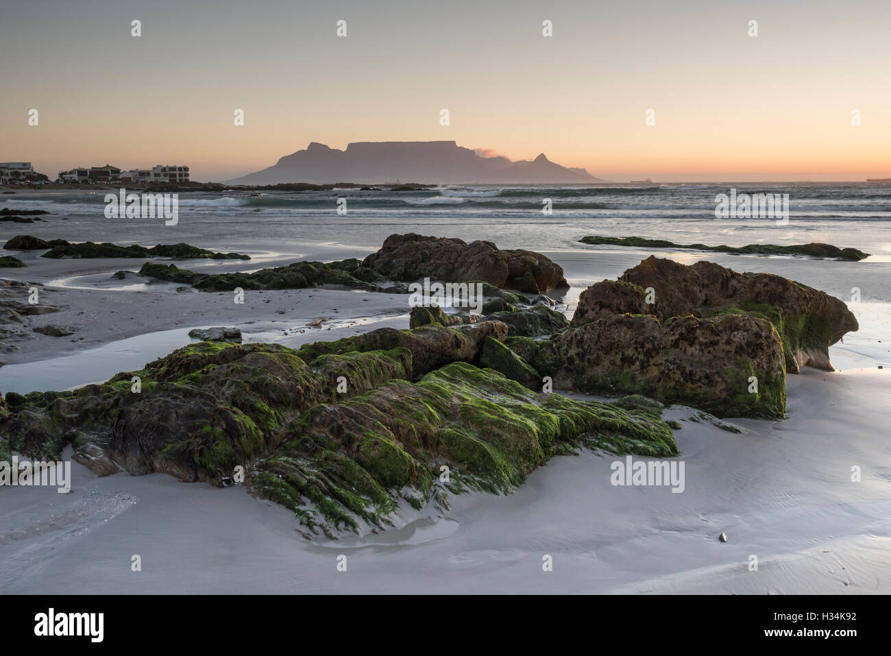 Sunset over Table Mountain from Bloubergstrand, Cape Town Stock Photo ...