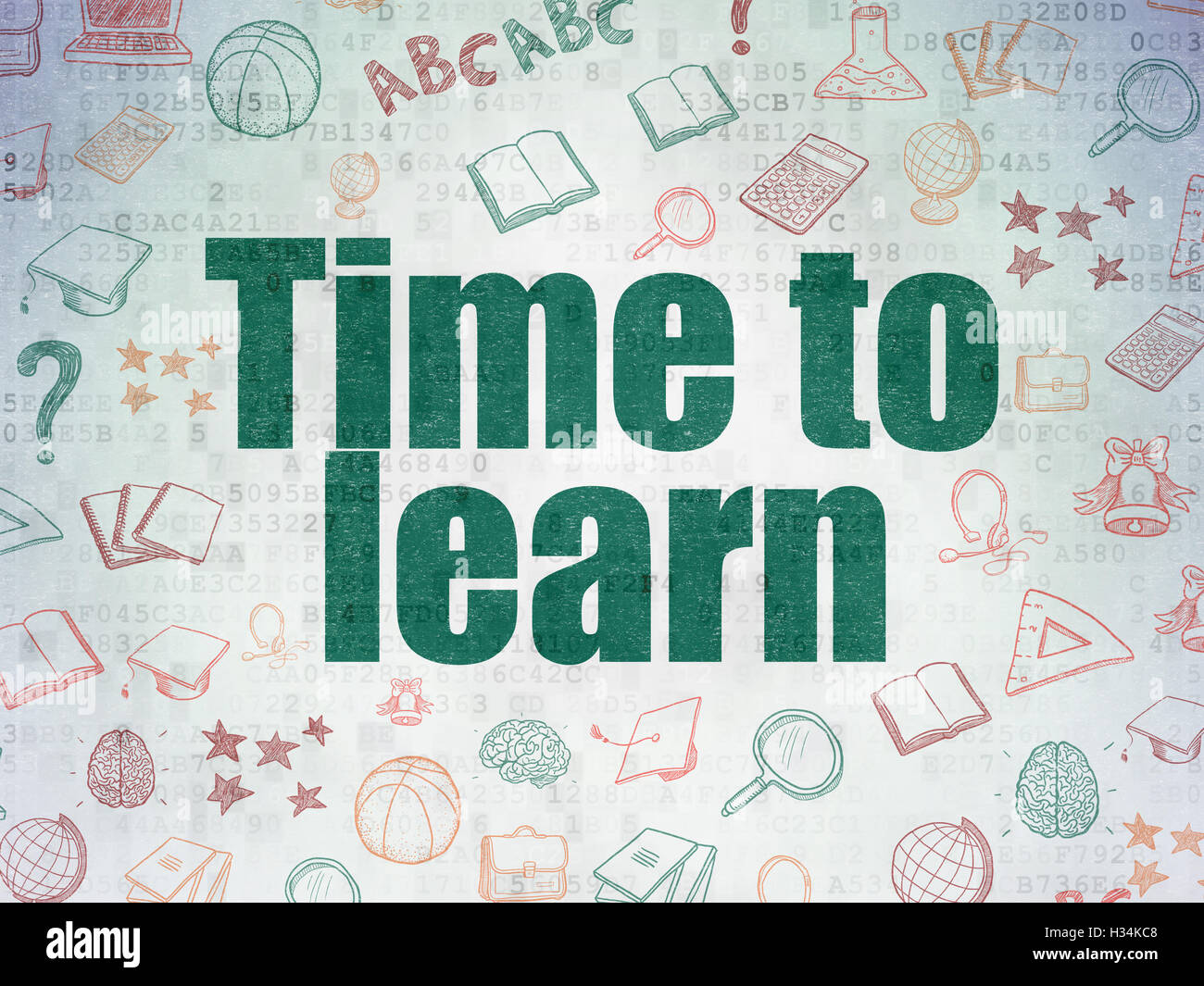 Learning concept: Time to Learn on Digital Data Paper background Stock ...