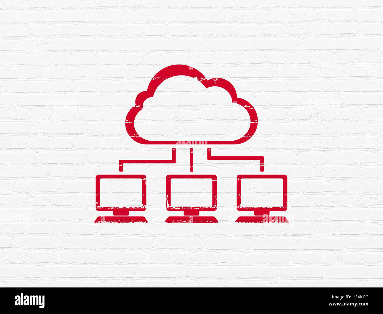 Cloud networking concept: Cloud Network on wall background Stock Photo - Alamy